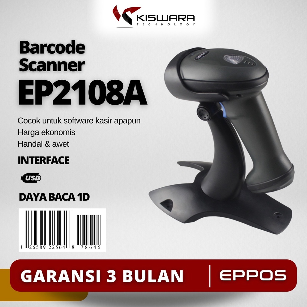Jual Barcode Scanner 1D EPPOS EP2108A (Auto Sense-Scan) | Shopee Indonesia