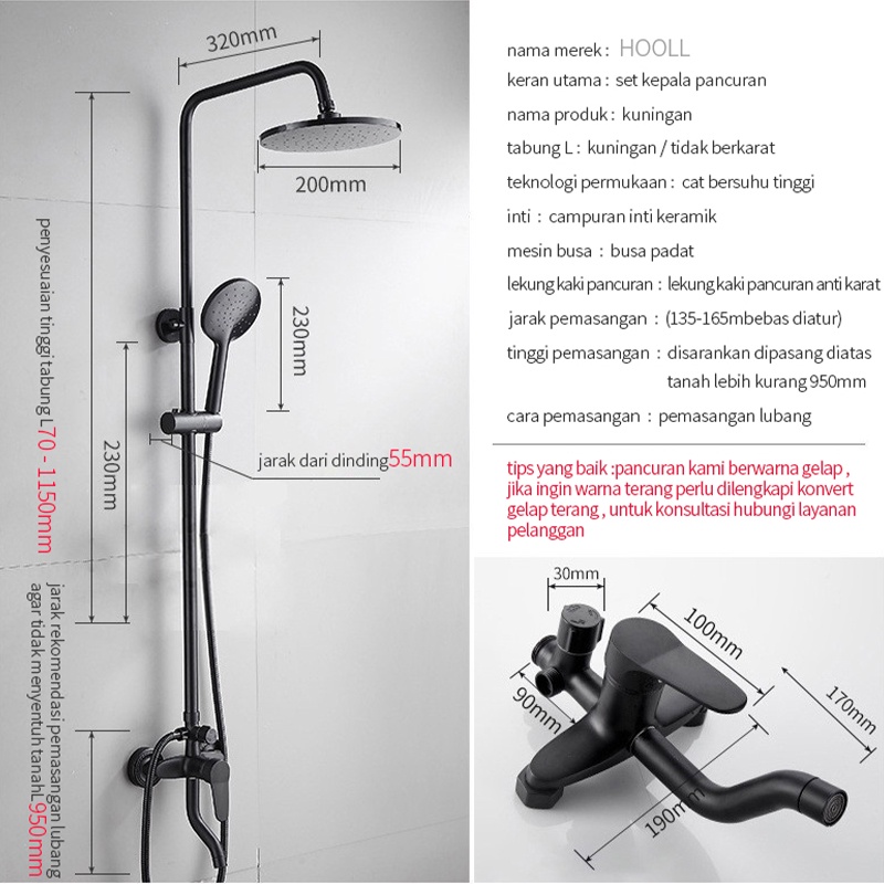 Jual Set shower panas dingin persegi/ shower kamar mandi/ set shower ...