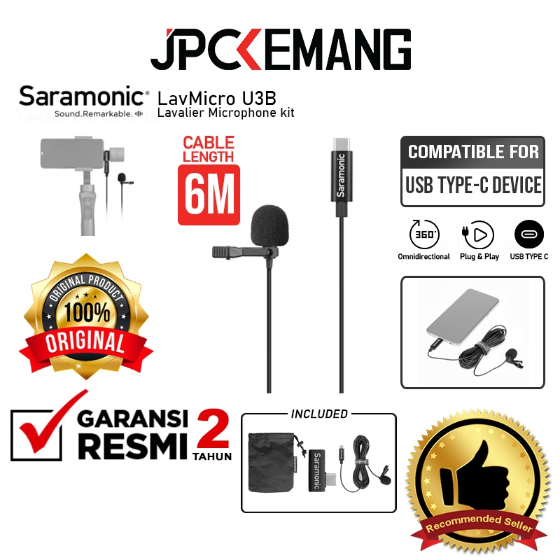 Jual Saramonic LavMicro U3B USB Type-C Lavalier Microphone Lav Mic Garansi Resmi | Shopee Indonesia