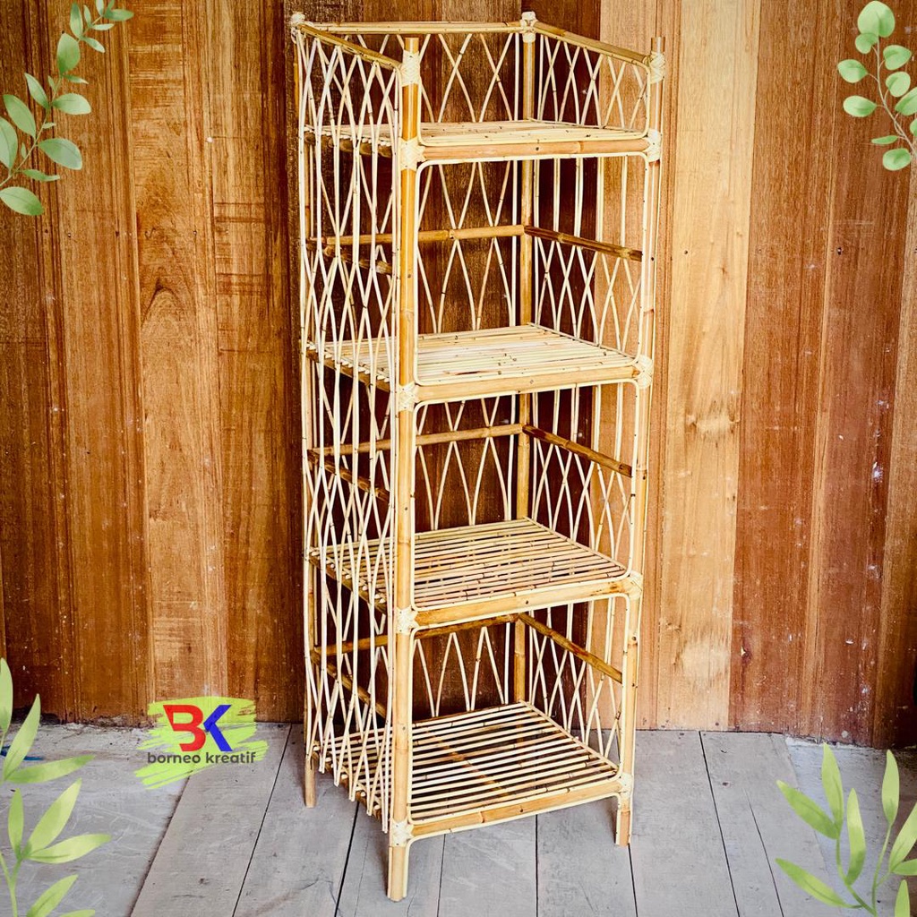 Jual Lemari Buku Rotan / Lemari Susun Helm Rotan Murni | Shopee Indonesia