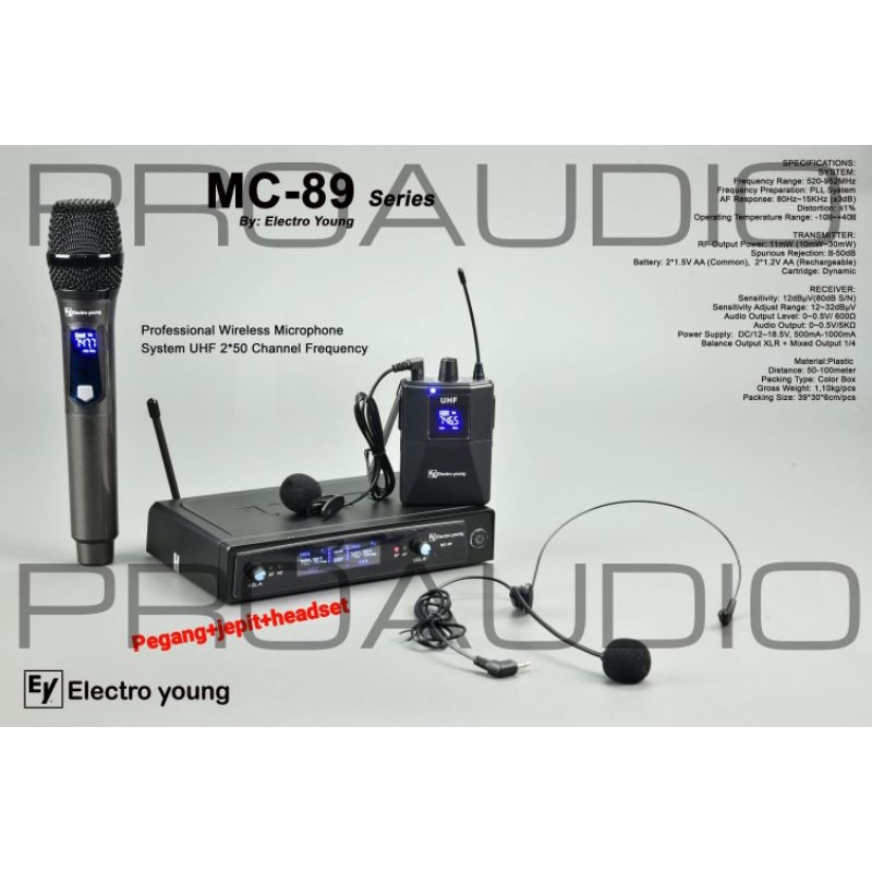 Jual MIC WIRELESS ELECTRO YOUNG MC89 / MC 89 MIC PEGANG JEPIT HEADSET ...