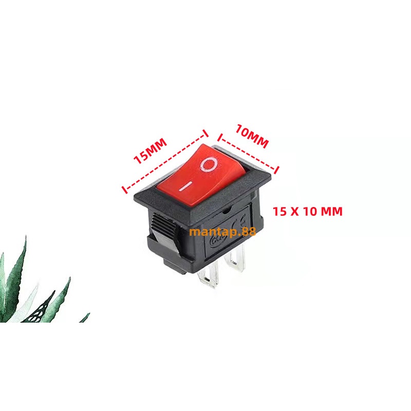 Jual Saklar Mini Merah/Hitam 15x10mm Saklar/Rocker Switch 2 pin/kaki On ...