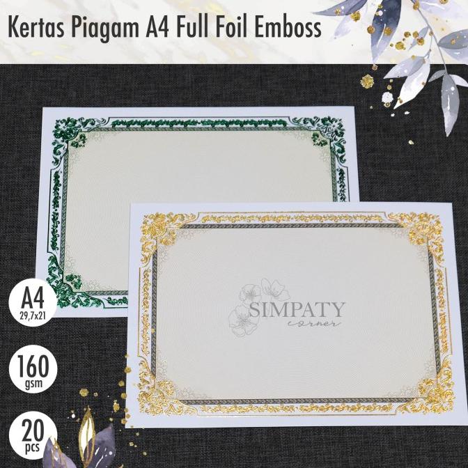 Jual Blanko / Kertas Piagam / Sertifikat A4 Simpaty Full Foil Emas mewah | Shopee Indonesia