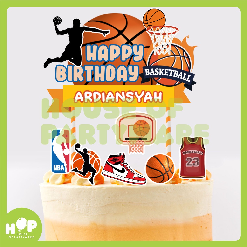 Jual Topper Cake BASKETBALL + Custom Nama / Hiasan Kue Ulang Tahun ...