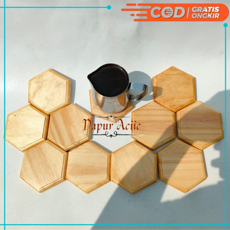 Jual Alas Tatakan Gelas Kayu Cork Coaster Bentuk Hexagonal | Shopee Indonesia