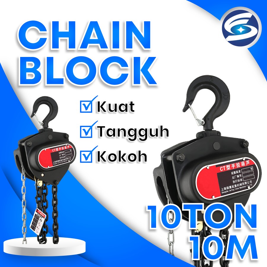 Jual Chain Block 1 Ton 1 Meter Takel Katrol Kerekan 10 Ton 10 Meter ...