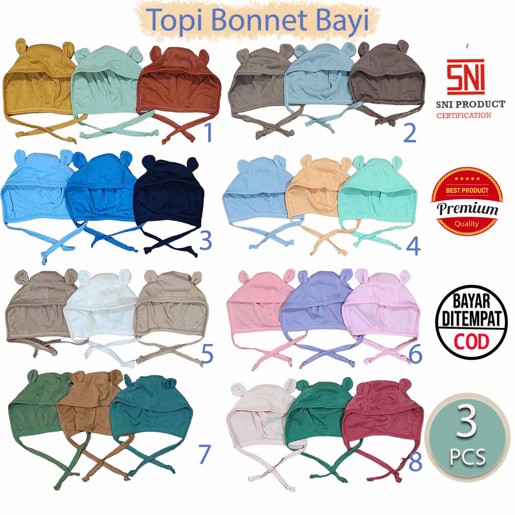 Jual 3in1 Hats Bonnet With Ears Topi Bonet Bayi Kupluk Bayi Laki Topi ...