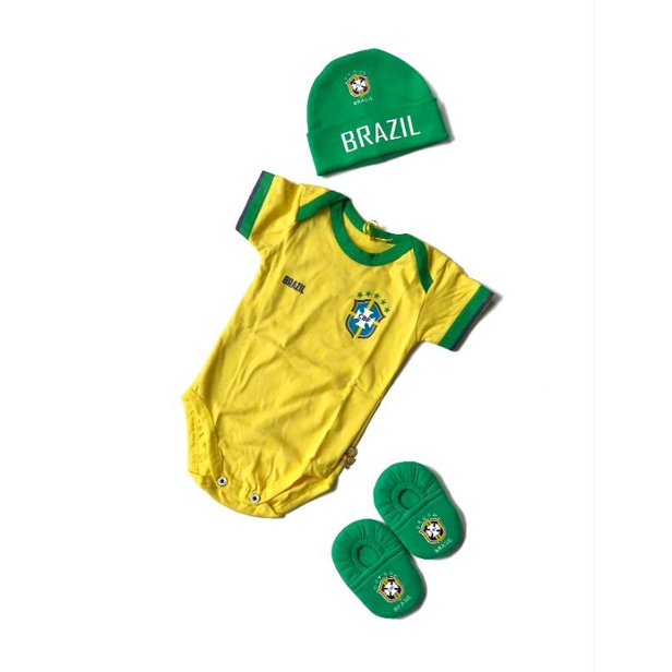 Jual Set 3 in 1 Jersey Bayi Brazil Set Topi dan Sepatu Bayi Piala Dunia ...