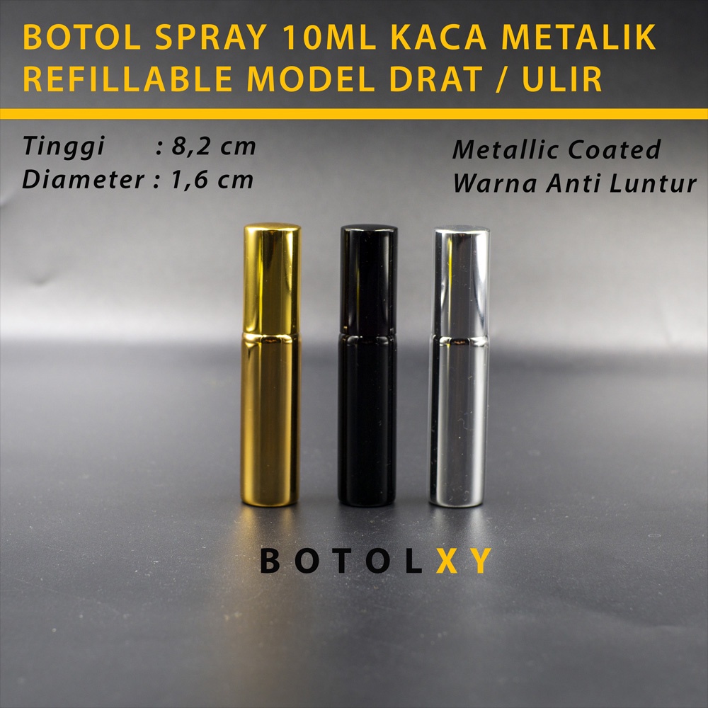 Jual Botol Spray Kaca 10ml Metalik - Tutup Metal / Aluminium Travel Parfum | Shopee Indonesia