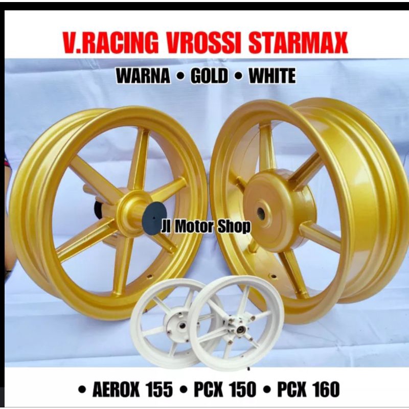 Jual VELG AEROX VRossi starmax gold ring 14-300/400 1set | Shopee Indonesia