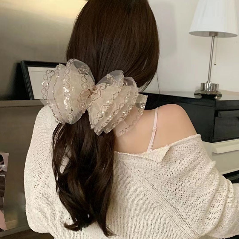Jual Caliloops Jepit Rambut Pita Besar Korea Dewasa Wanita Satin Emas ...