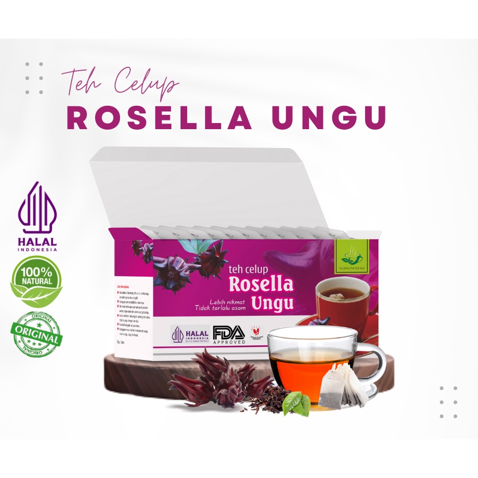 Jual Teh Rosella Ungu Minuman kesehatan herbal TAZAKKA 20 Kantung Celup ...