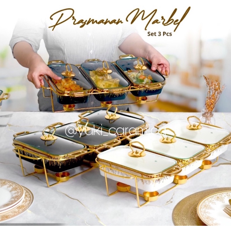 Jual prasmanan keramik set isi 3 gold mewah marble | Shopee Indonesia
