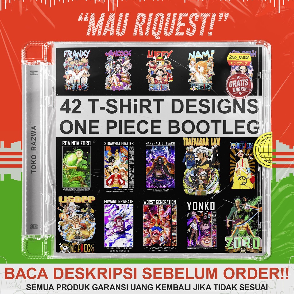 Jual 42 One Piece Bootleg T-Shirt Designs V.2 - Disain Sablon DTF - DTG ...
