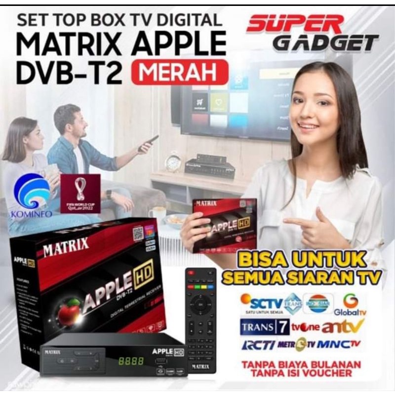 Jual Set Top Box STB DVB-T2 Matrix Merah Kuning Apple HD, Evercross super HD Antena UHF DVBT2 ...