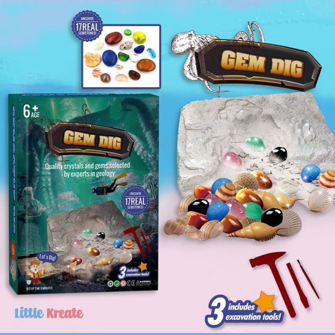 Jual Termurah Gem Dig Treasure Hunter / Excavation Dig Kit / Mainan ...