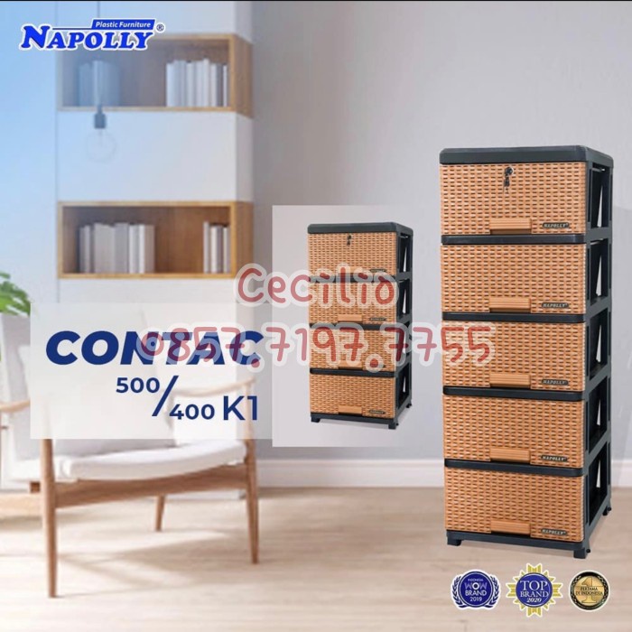 Jual Lemari Laci Plastik Napolly Rotan 4 / 5 Susun Contac 400 / 500 ...