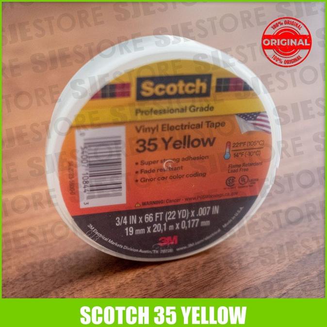 Jual Isolasi Listrik 3M Scotch 35 Vinyl Electrical Tape Kuning Non COD ...