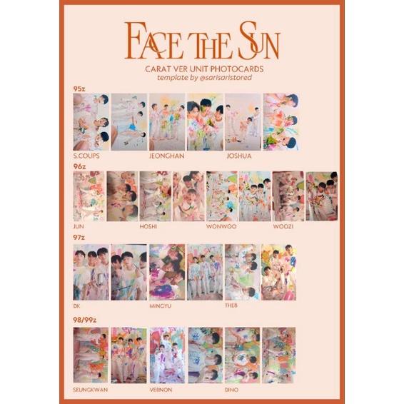 Jual FACE THE SUN CARAT VERSION UNIT OFFICIAL PHOTOCARD | Shopee Indonesia