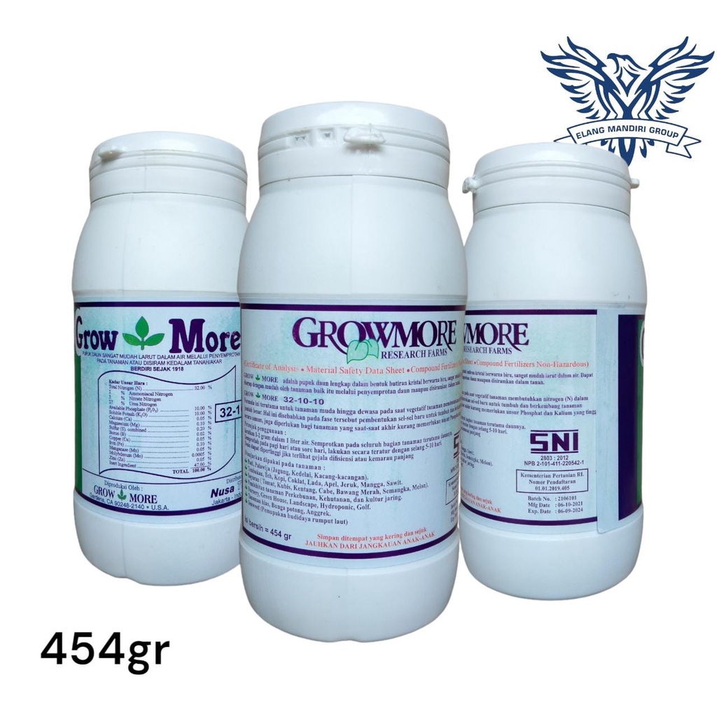 Jual PUPUK GROWMORE 32-10-10 454 NPK AKAR BUNGA BUAH 454 GRAM KEMASAN BOTOL Kandungan : N, P2O5 ...