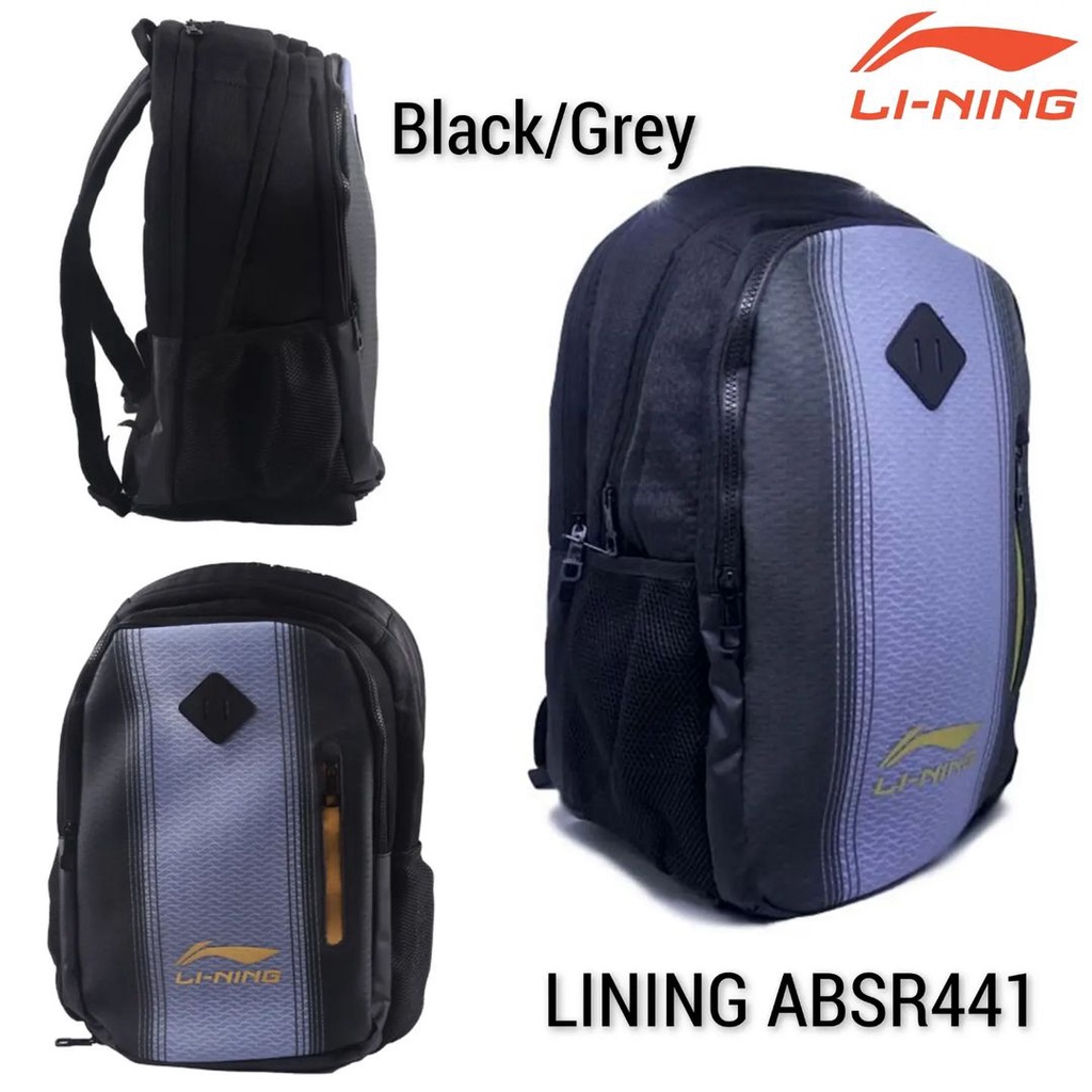 Jual Tas Ransel Badminton Lining ABSR441 / ABSR 441 Black Grey Backpack ...
