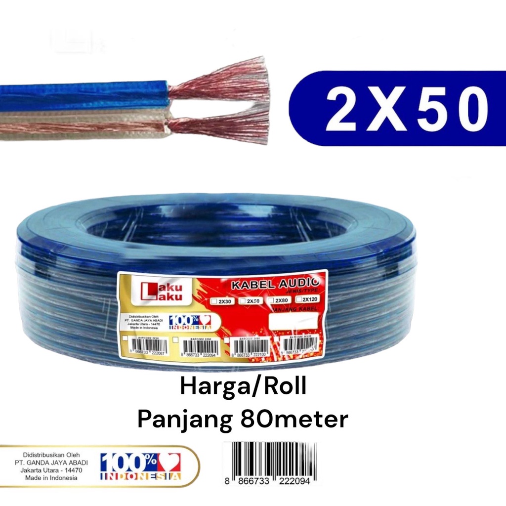 Jual KABEL TRANSPARAN 2X50 100 YARD - KABEL LISTRIK SNI - KABEL AUDIO ...