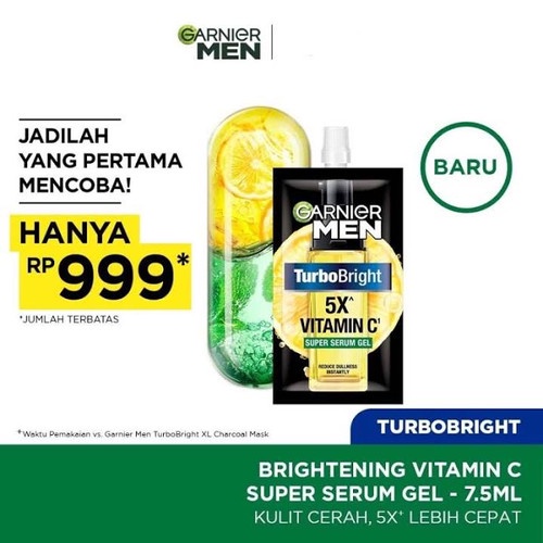 Jual Garnier Men Turbo Bright 5x Vitamin C Super Serum Gel Sachet 7ml | Shopee Indonesia