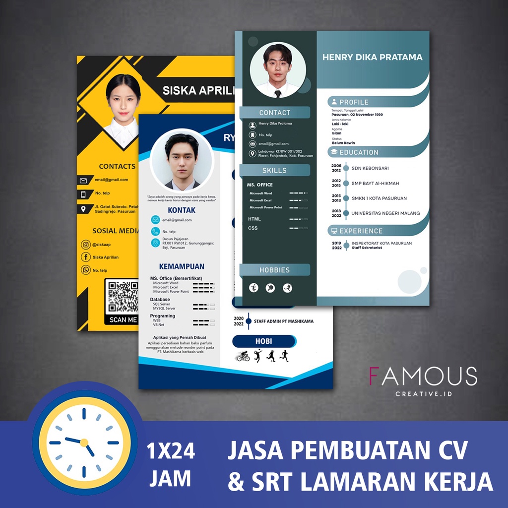 Jual Jasa Pembuatan CV Surat Lamaran Kerja CV ATS Friendly Curriculum Vitae Proses Cepat Desain ...