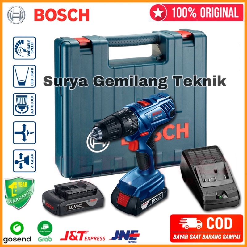 Jual Bosch GSB 180 LI 18V Cordless Impact Drill / Bor Tembok Baterai ...