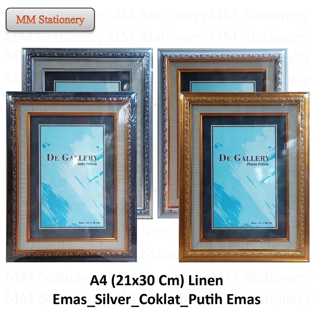 Jual Bingkai Foto A4 (21x30) linen 3cm Ukir Emas_Silver_Coklat_Putih ...