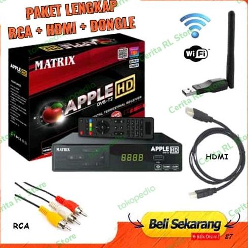 Jual Set Top Box Matrix Apple Merah DVB-T2 Full Set (RCA+HDMI+WiFi ...