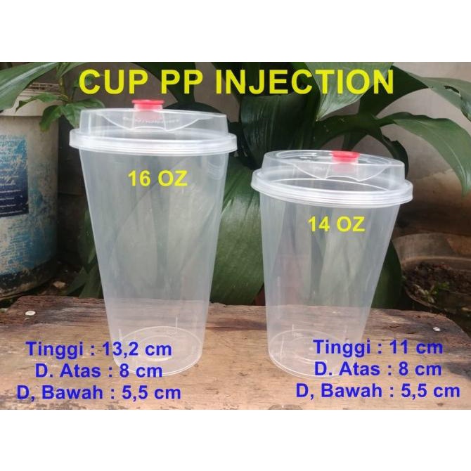 Jual Cup PP Injection / Gelas Plastik 14 oz / 16 oz (isi 25 pcs ...