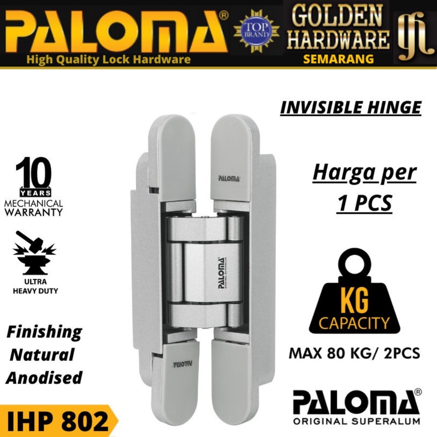 Jual PALOMA IHP 802 INVISIBLE HINGE ENGSEL TANAM P80 SILVER NA ...