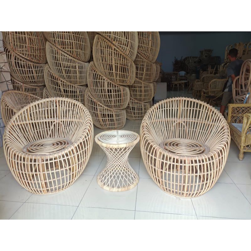 Jual [FREE ONGKIR P.JAWA] 1 set Kursi Gentong Rotan Asli Full anyaman ...