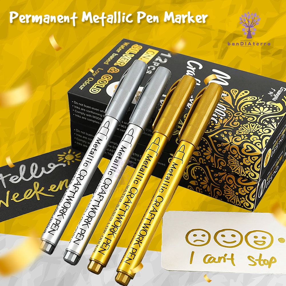 Jual Bandiaterra - SY01 Metallic Gold Silver Pen Marker Spidol Metalik ...