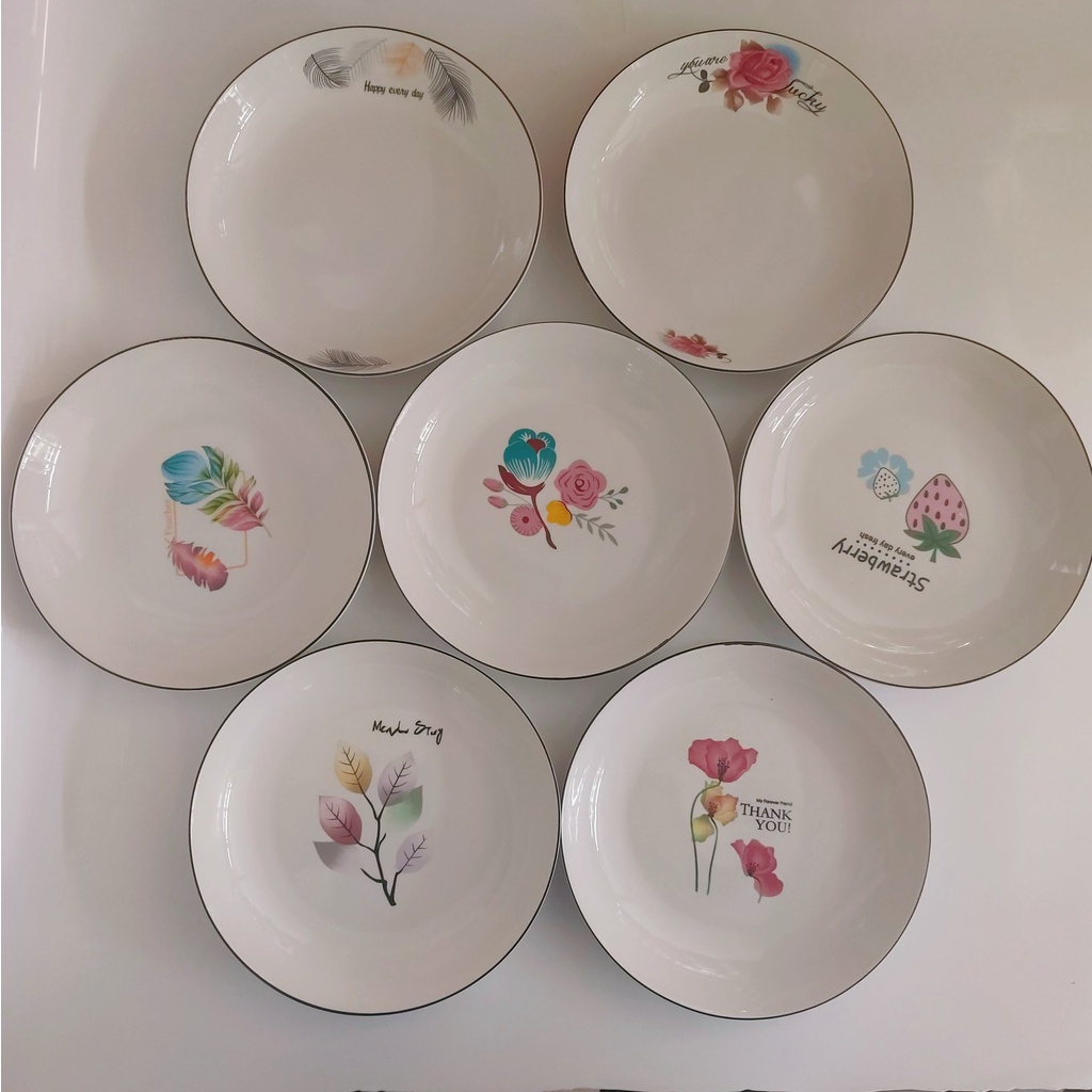 Jual Piring Keramik Motif Bunga / Piring Estetik / Piring Dessert 6.8 ...