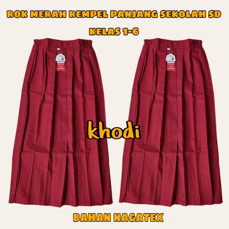 Jual Rok merah panjang rempel bawahan seragam sekolah SD kelas 1-6 | Shopee Indonesia