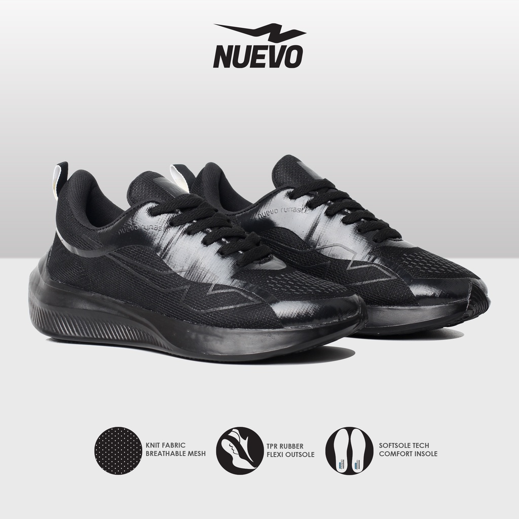 Jual NUEVO Runastic - Sepatu Running Pria Full Hitam Sepatu Lari ...