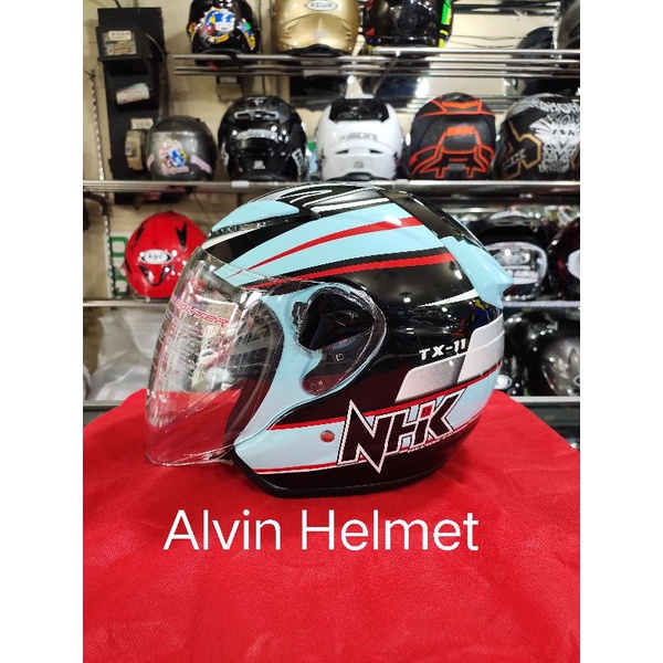 Jual helm nhk r6 motif TX-11 blue / helm half face nhk r6 original ...