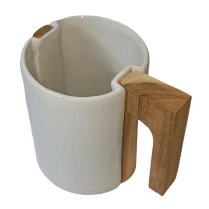 Jual Mug Coating Sublim || Mug Wooden - Gelas Mug Ceramic Handle Kayu ...
