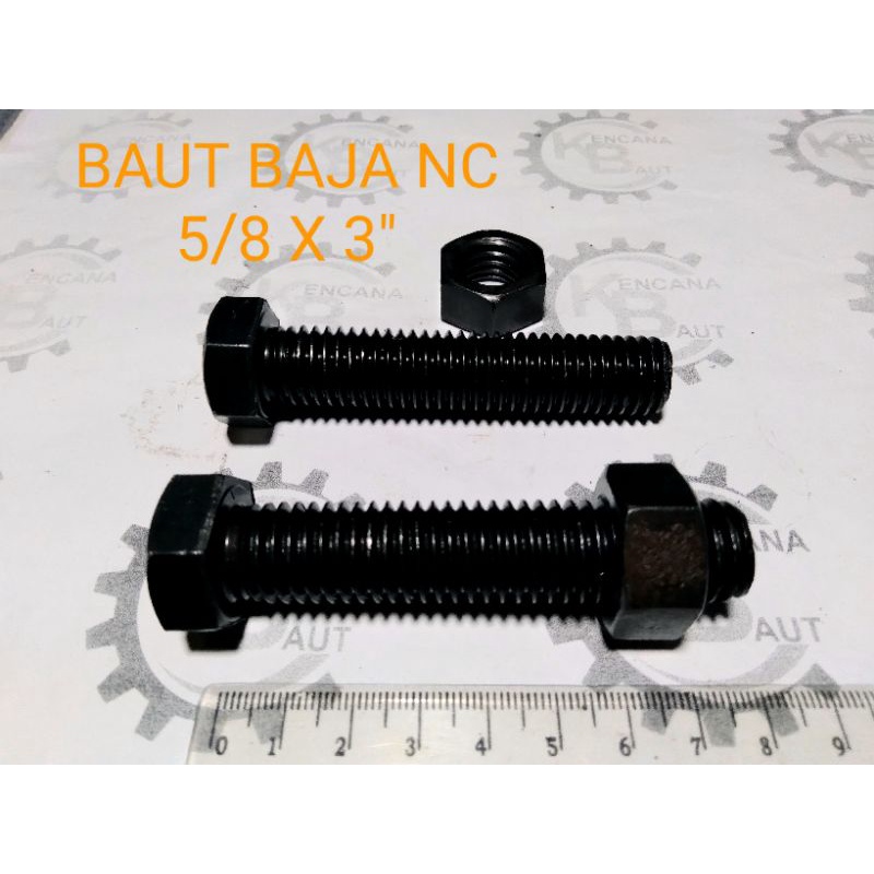 Jual BAUT BAJA UNC 5/8 X 3" / BAUT HITAM NC 5/8 X 3" | Shopee Indonesia