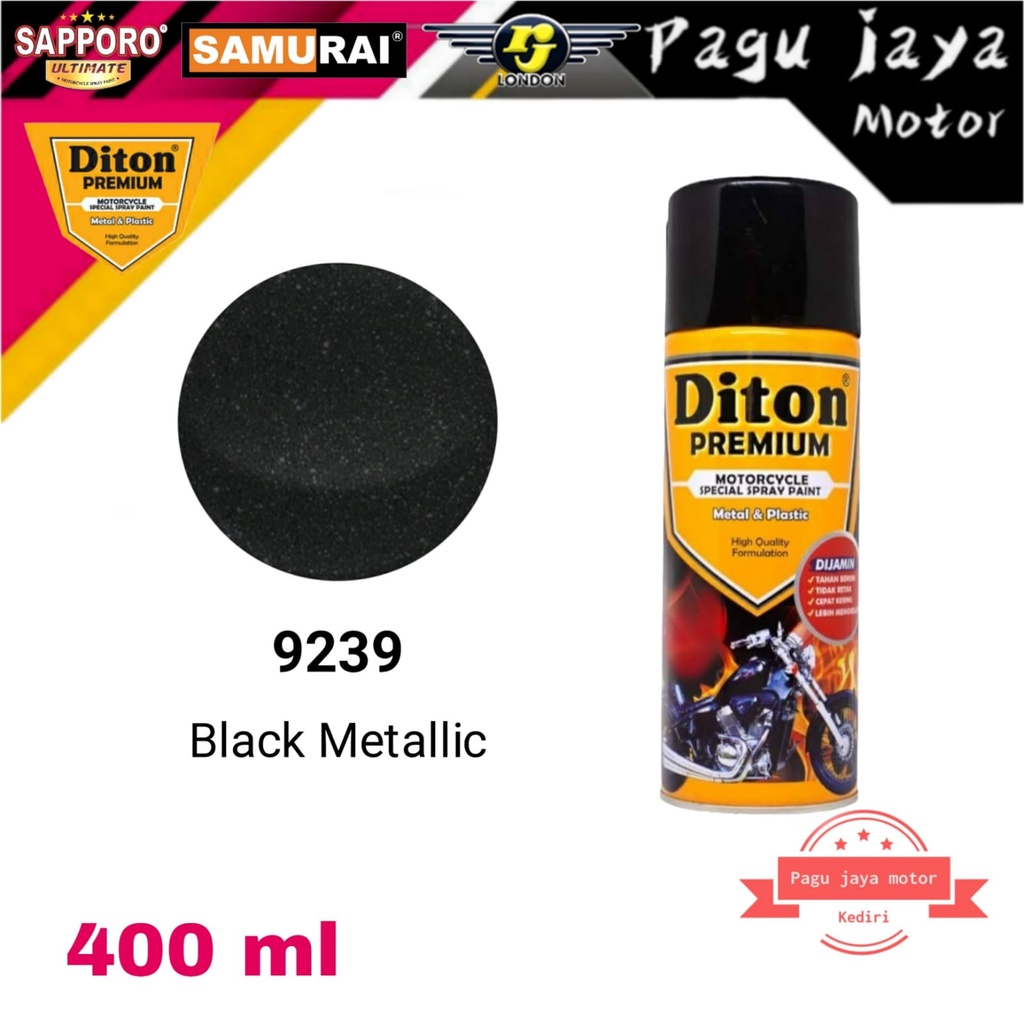 Jual DITON PREMIUM 9239 BLACK METALLIC HITAM METALIK 400ml cat semprot ...