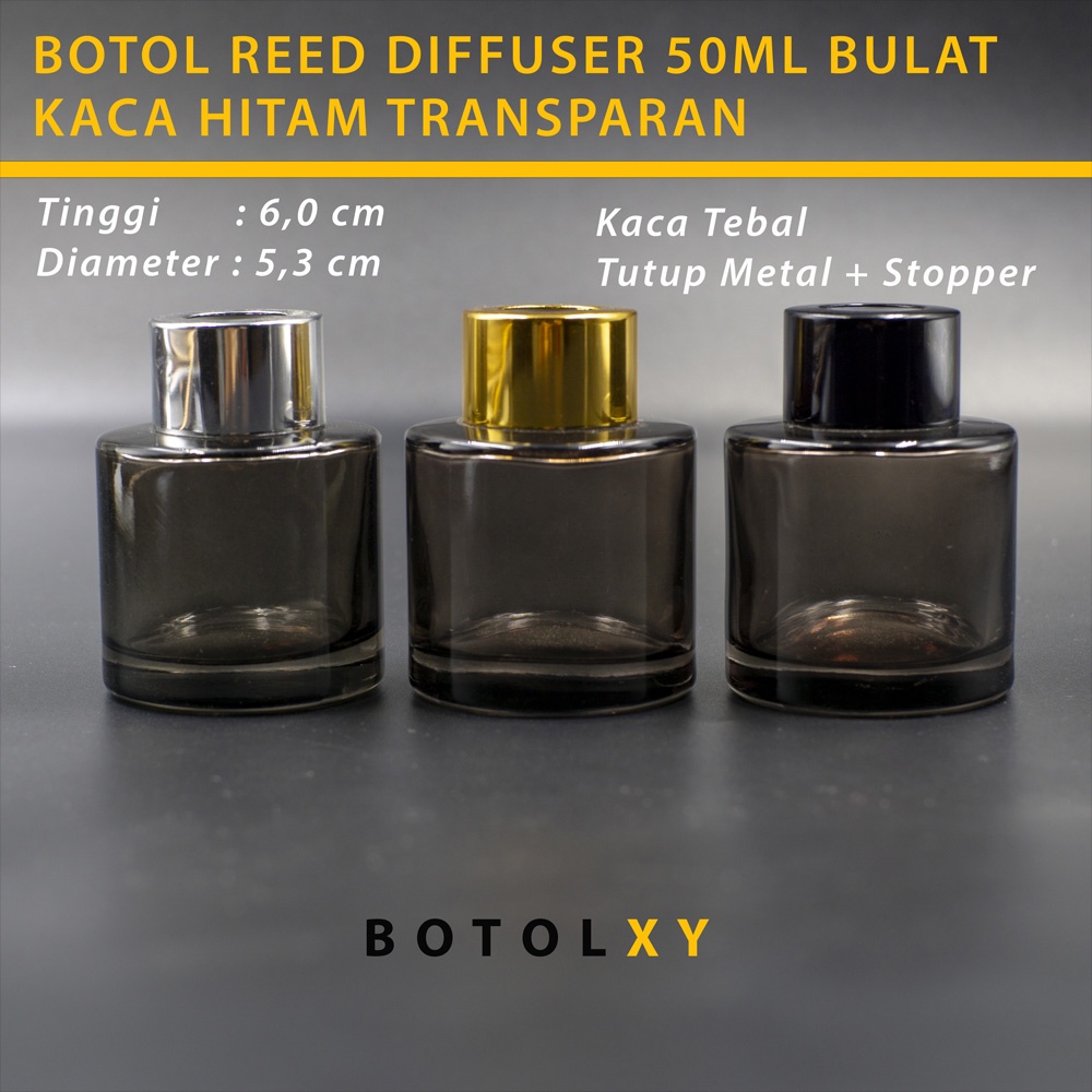 Jual Botol REED DIFFUSER 50ml - Kaca Bulat HITAM Transparan ...