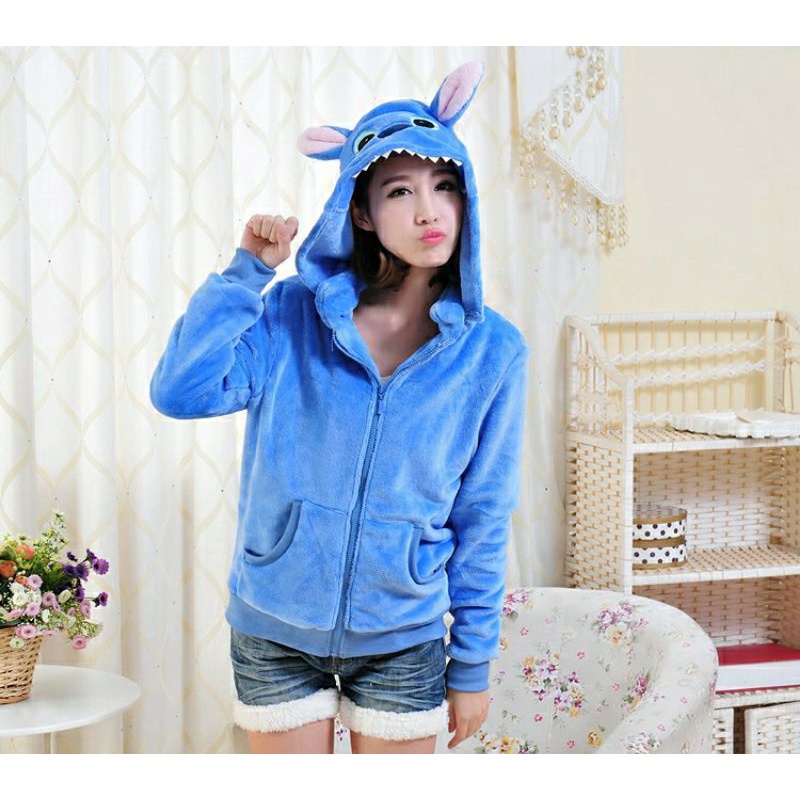 Jual Jacket Hoodie Disney Stitch Resleting Lilostitch blue bulu ...
