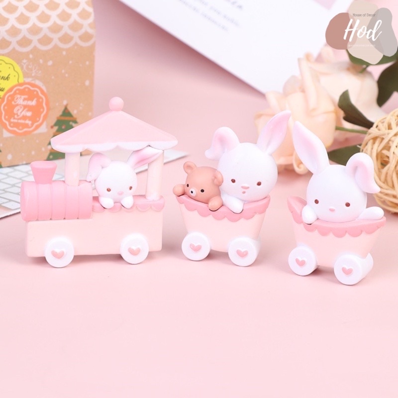 Jual 3pcs / set Topper Bunny Train Resin Hiasan Kue Pajangan Tema ...