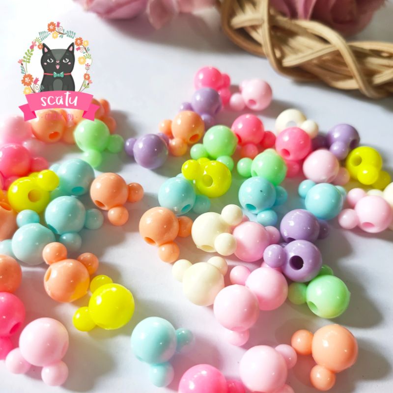 Jual Manik Mote Plastik Kepala Mickey / Miki Warna Pastel (25gr ...