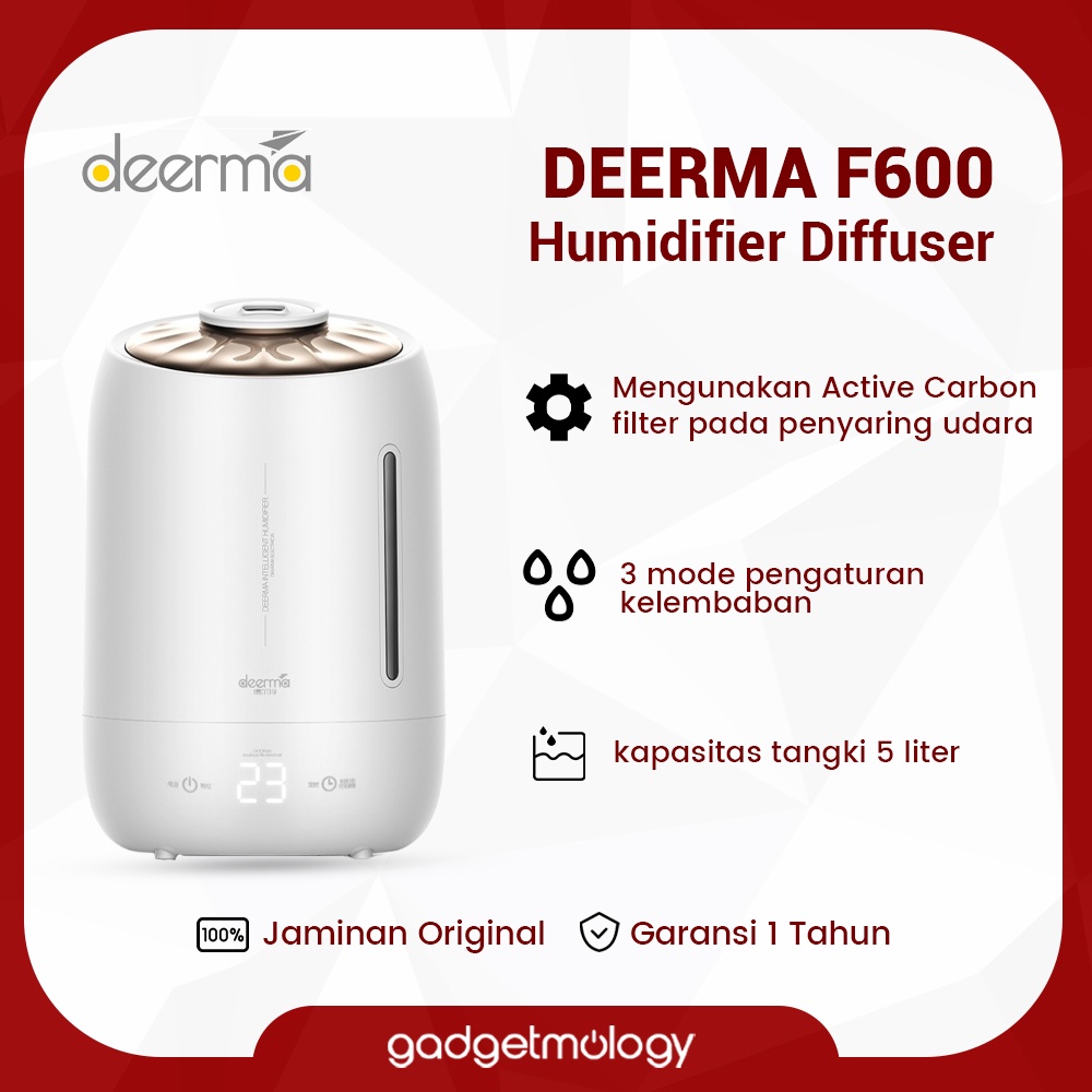 Jual Deerma F600 Humidifier Ultrasonic Air Purifier Diffuser Large 5L ...
