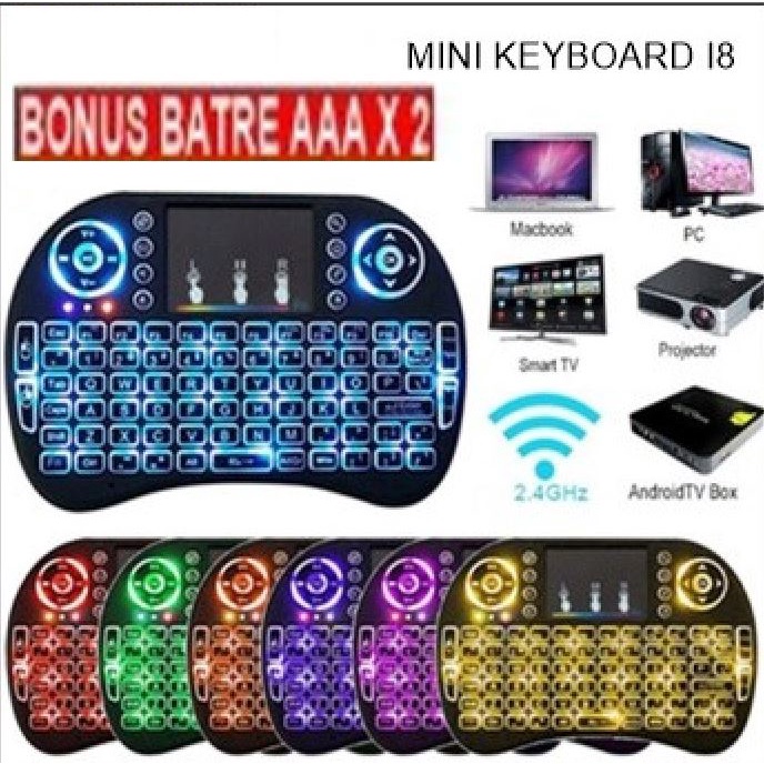 Jual Keyboard Mini dengan Touchpad i8 Backlit Keypad Wireless Bonus ...