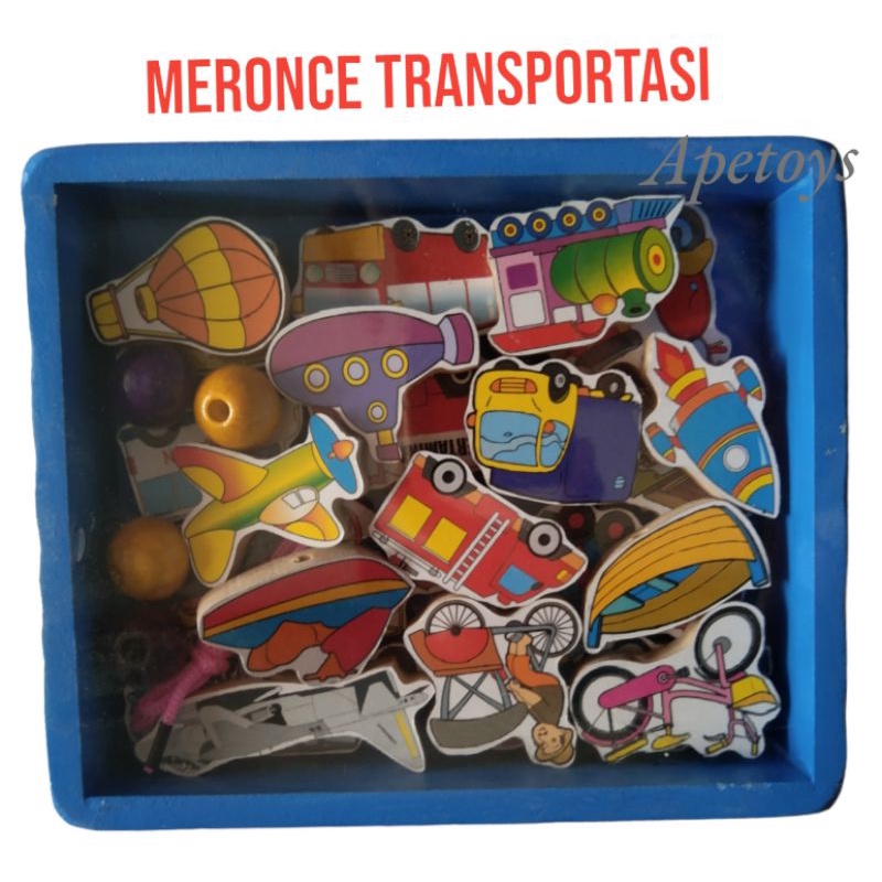 Jual Mainan Kayu Edukasi Anak Meronce Transportasi Alat Peraga Edukasi ...