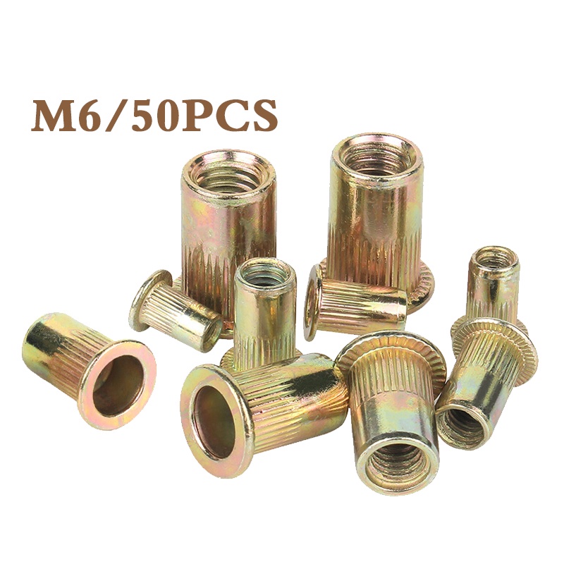 Jual 50PCS M6 Mur Rivet Nut Rivnut Kuning Besi Carbon Steel Nutsert Tanam insert | Shopee Indonesia